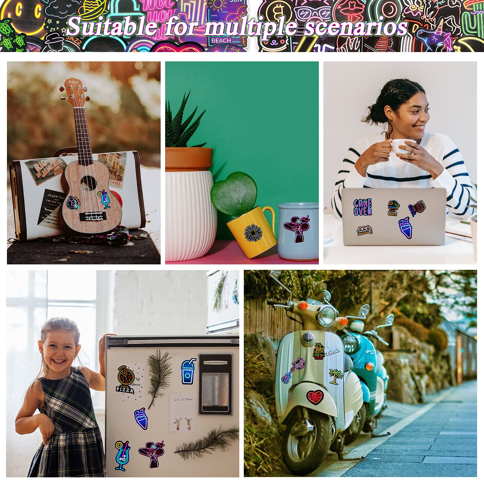 Buy Neon Style Stickers Waterproof Vinyl Stickers Decals Neon Light ...