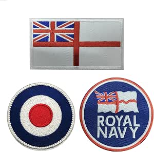 Amazon.com: Royal Navy Military Embroidered Patches, White Ensign Flag ...