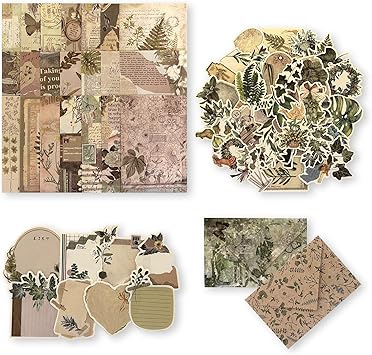 Amazon.com: 100Pcs Scrapbook Craft Paper Kit for Scrapbook Journaling ...