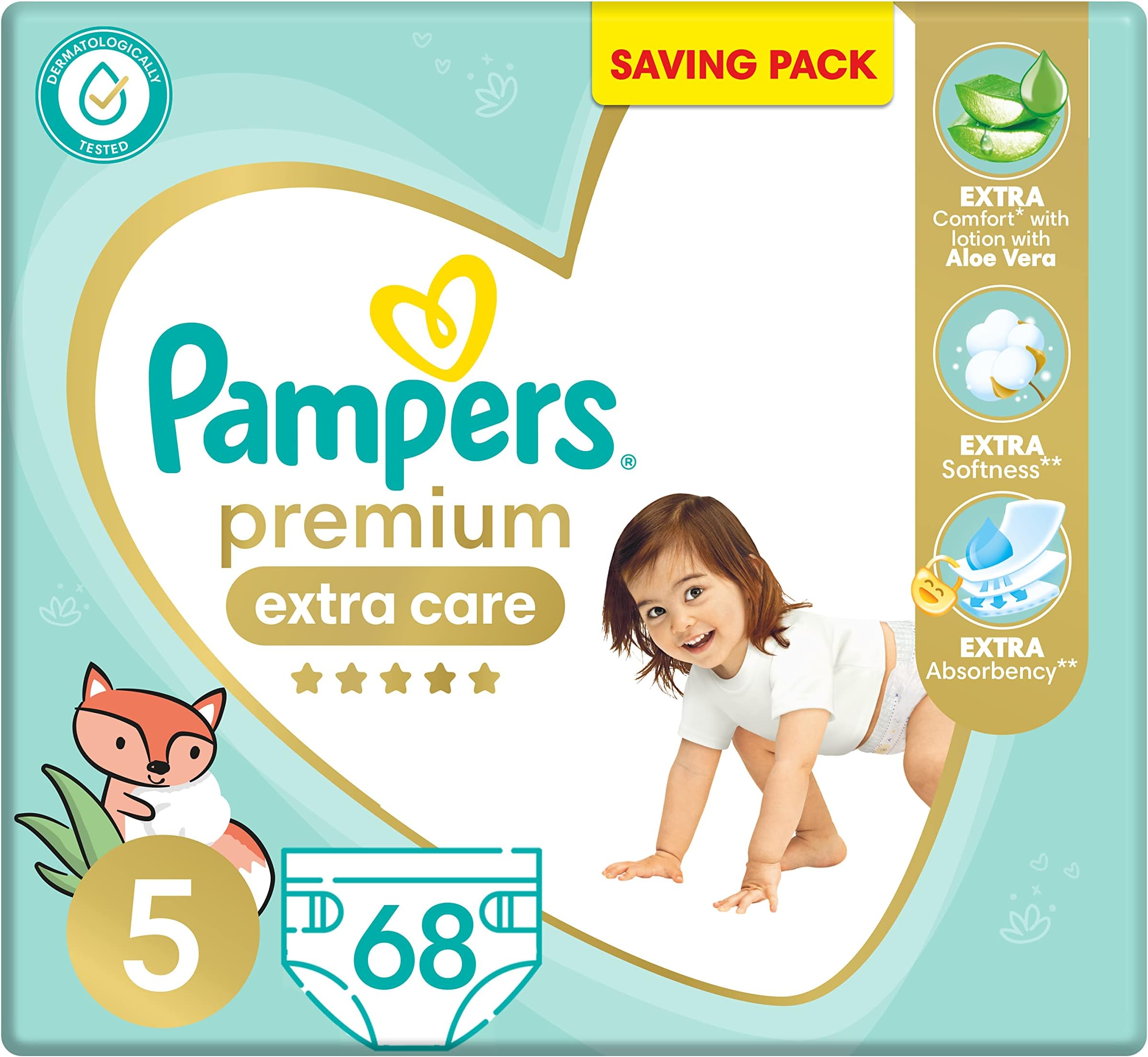 Pampers Premium EXTRA CARE Taped Diapers, Size 5, 11-25 kg, with Lotion ...