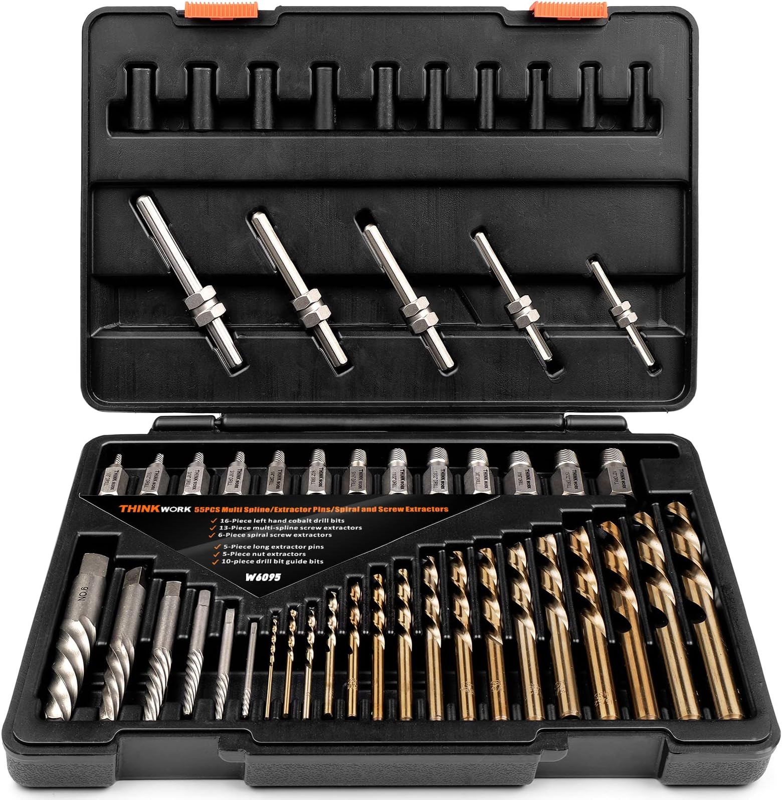 SharCreatives 49 Pieces Metric & SAE w/Bolt Extractor Set, Drill Bit ...