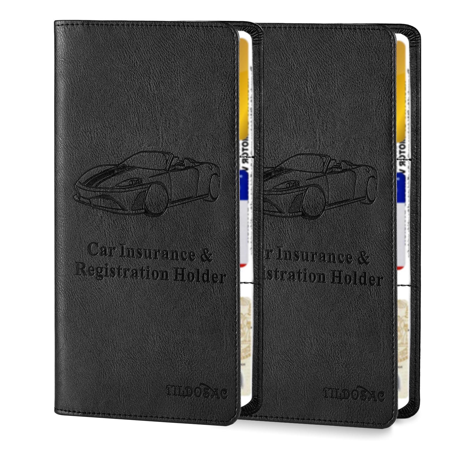 Amazon.com: TILDOSAC 2Pack Leather Car Registration and Insurance Card ...