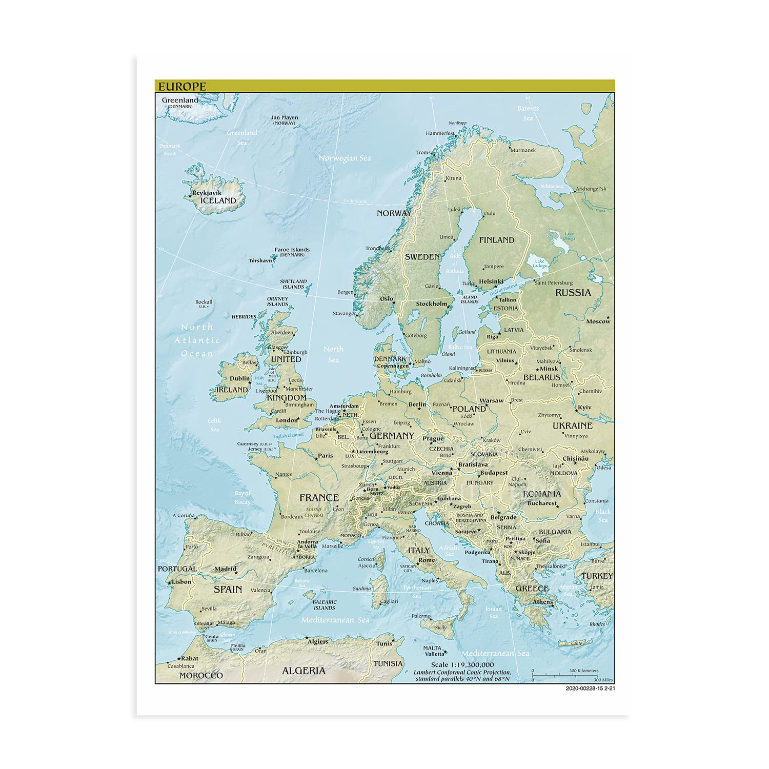 Physical Map Of Europe With Capitals