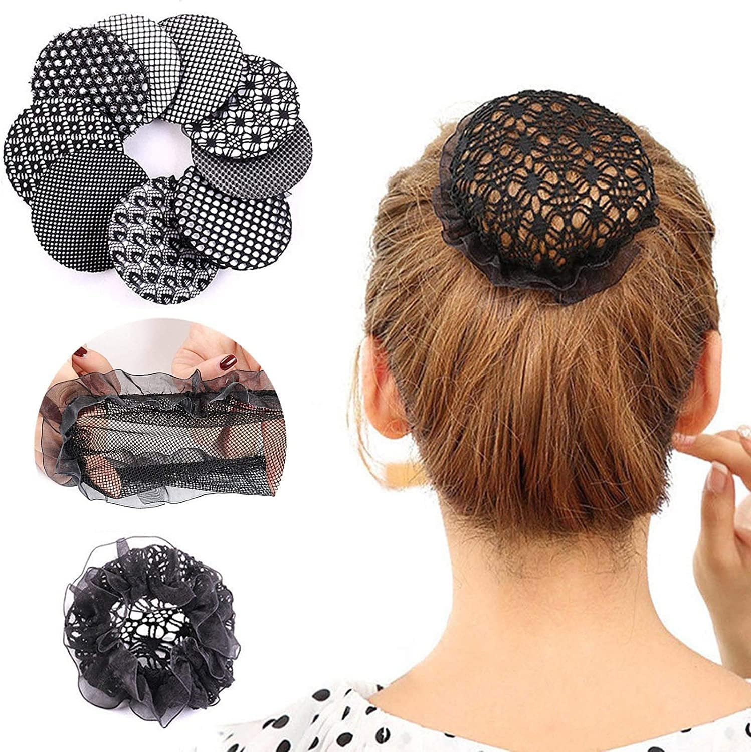 Amazon.com : Mobestech 4Pcs Hair Bun Cover Mesh Hair Snood Net Hair Bun ...