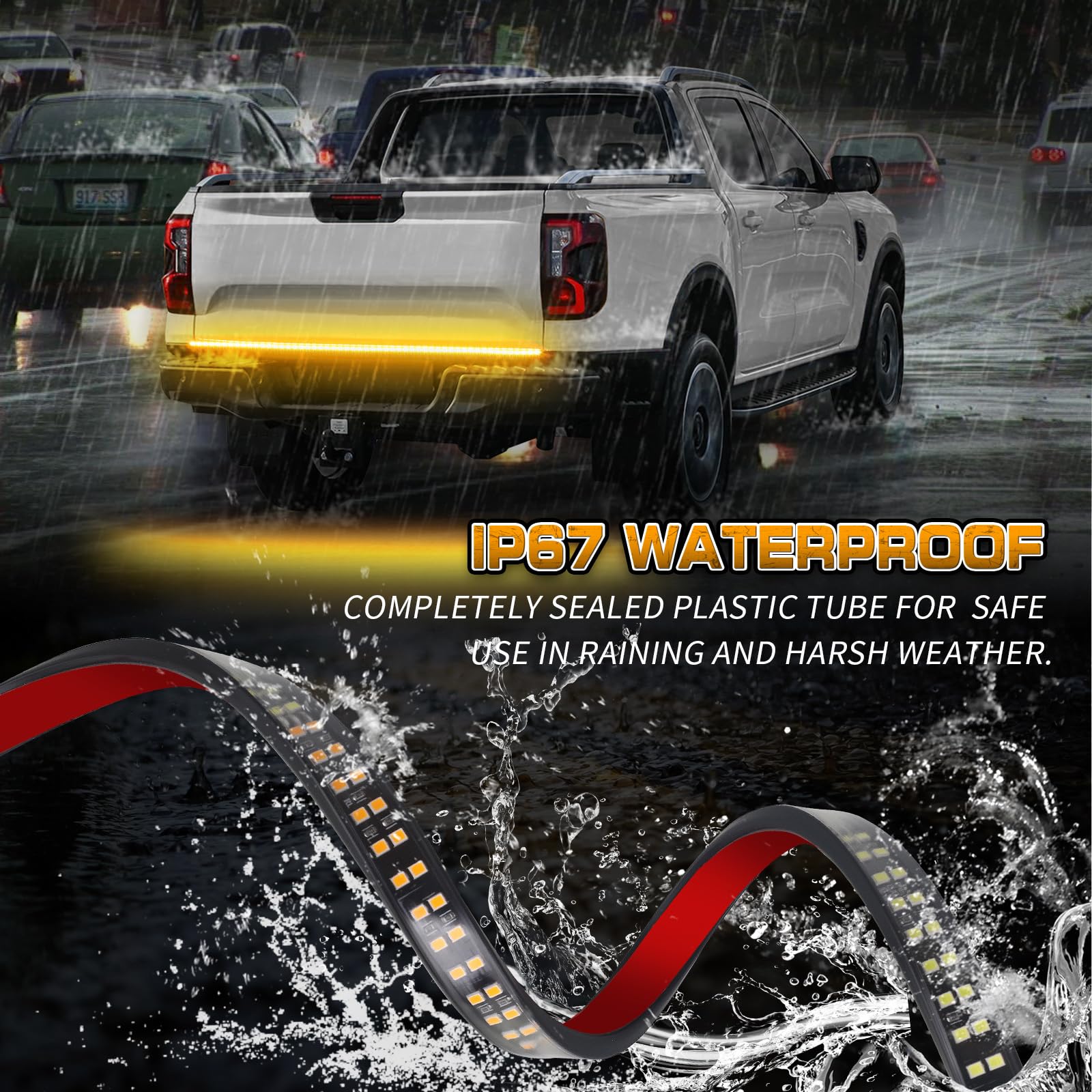 Snapklik.com : 48 Inch Truck Tailgate Amber Strobe Lights Strip Rear ...