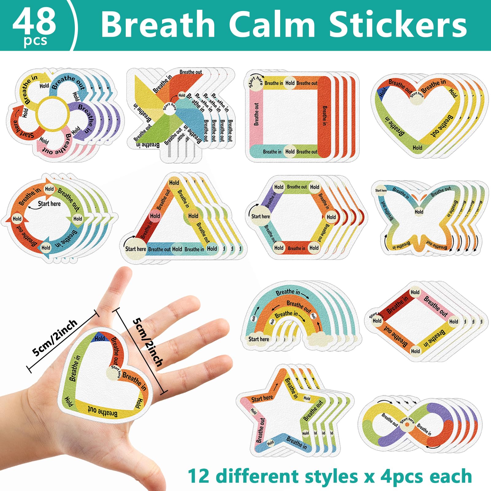 Snapklik.com : ZOiiWA 48 Pcs Breath Calm Anxiety Sensory Stickers ...