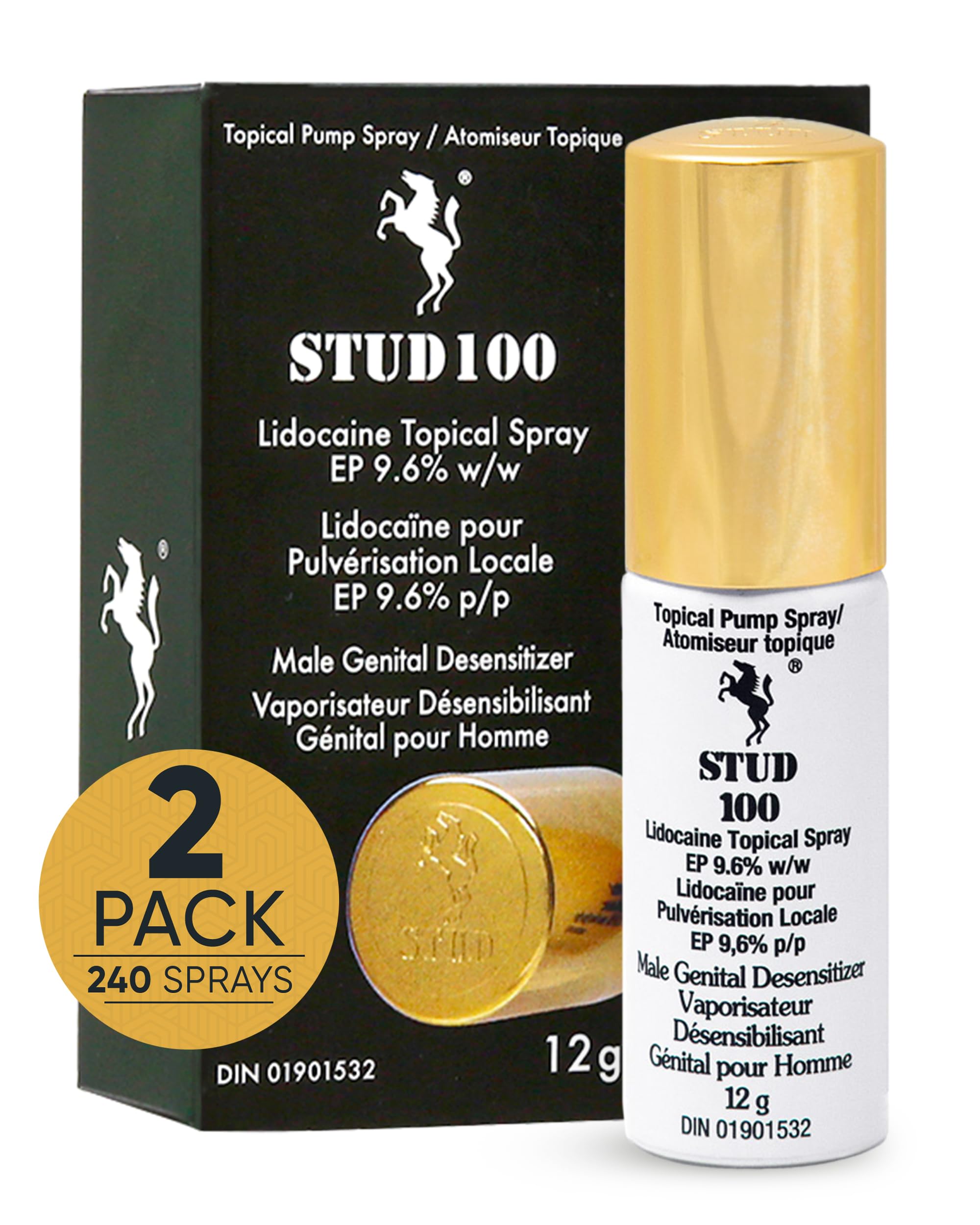 STUD 100 Delay Spray for Men (2 Pack), Lidocaine Climax Control Spray to Last Longer in Bed ...