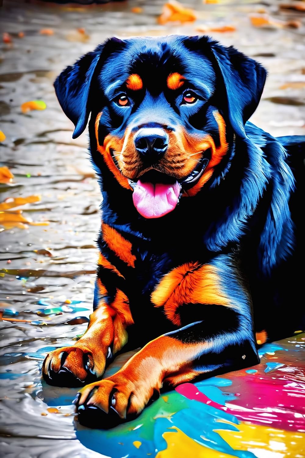 Amazon.com: Jigsaw Puzzle Game Dog-Happy Rottweiler Dog,Colorful ...