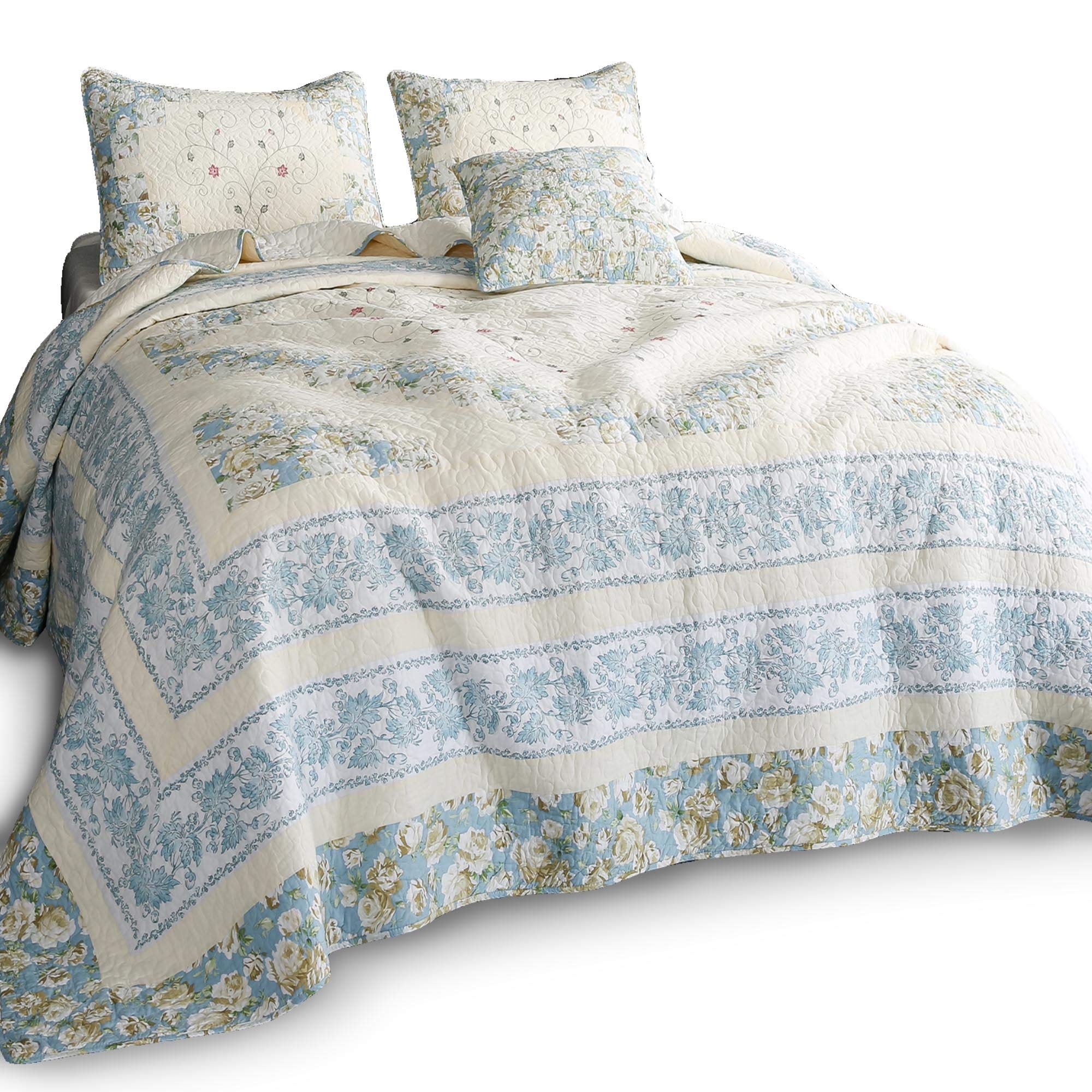 Snapklik.com : KASENTEX Luxurious Patchwork Bedspread Embroidery ...