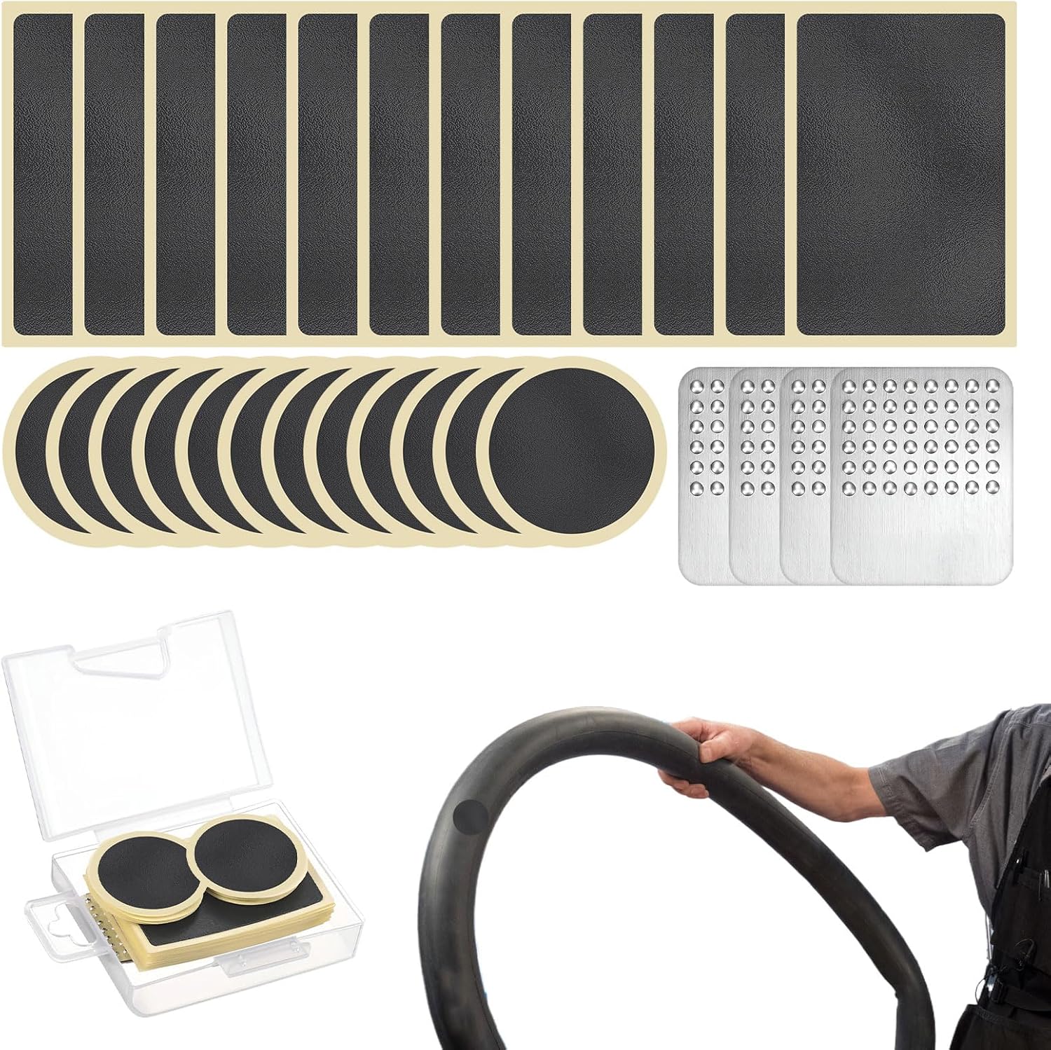 Nuqin Puncture Repair Patches,28Pcs Puncture Repair Kit Bike Tyre,Self ...