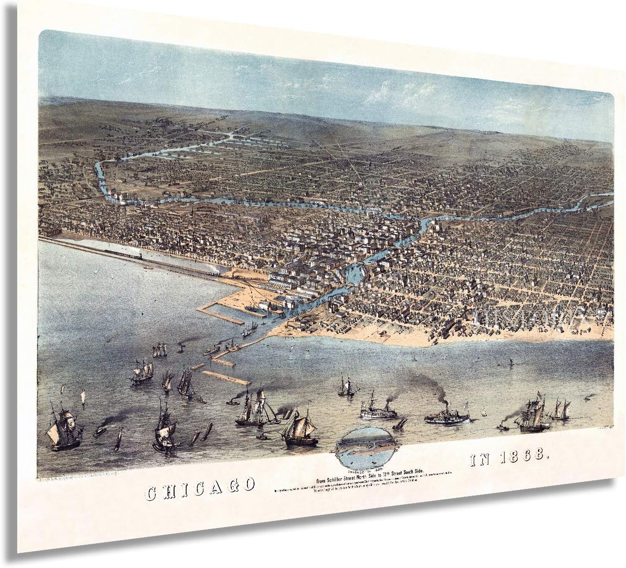 Amazon.com: HISTORIX Vintage 1868 Chicago Map Wall Art - 16x24 Inch ...