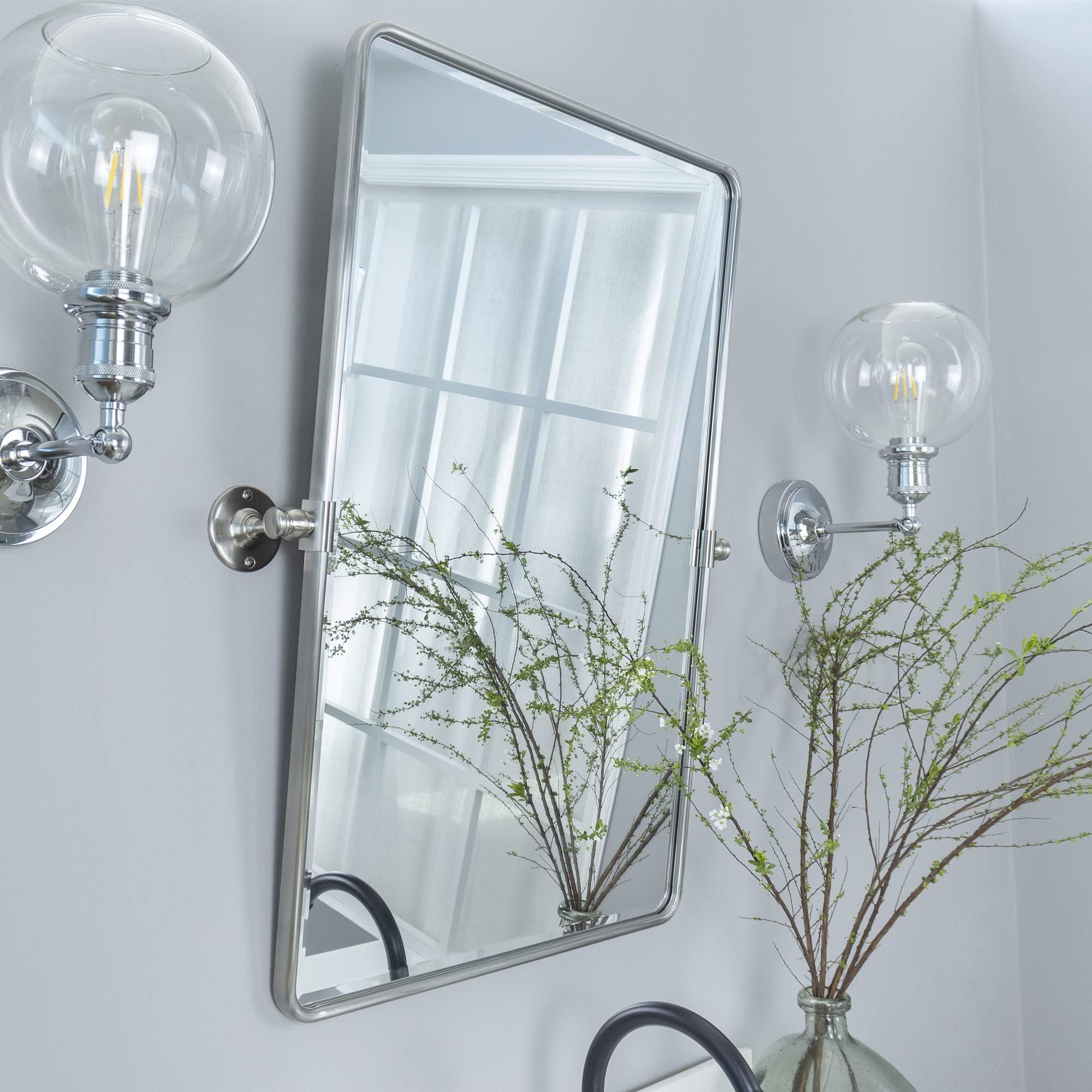 Amazon.com: Moen Y2692BN Banbury 26 in. x 23 in. Pivoting Wall Mirror ...