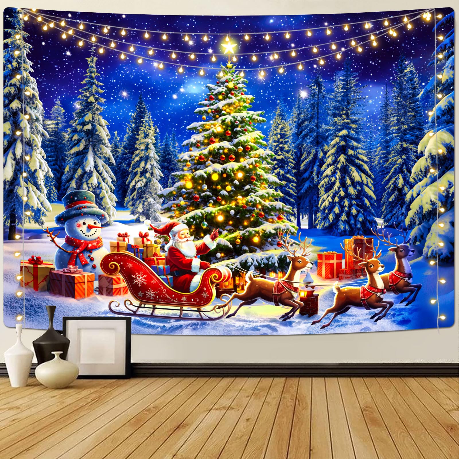 Amazon.com: Invoibler Christmas Tapestry Xmas Tree Snowman tapestries ...