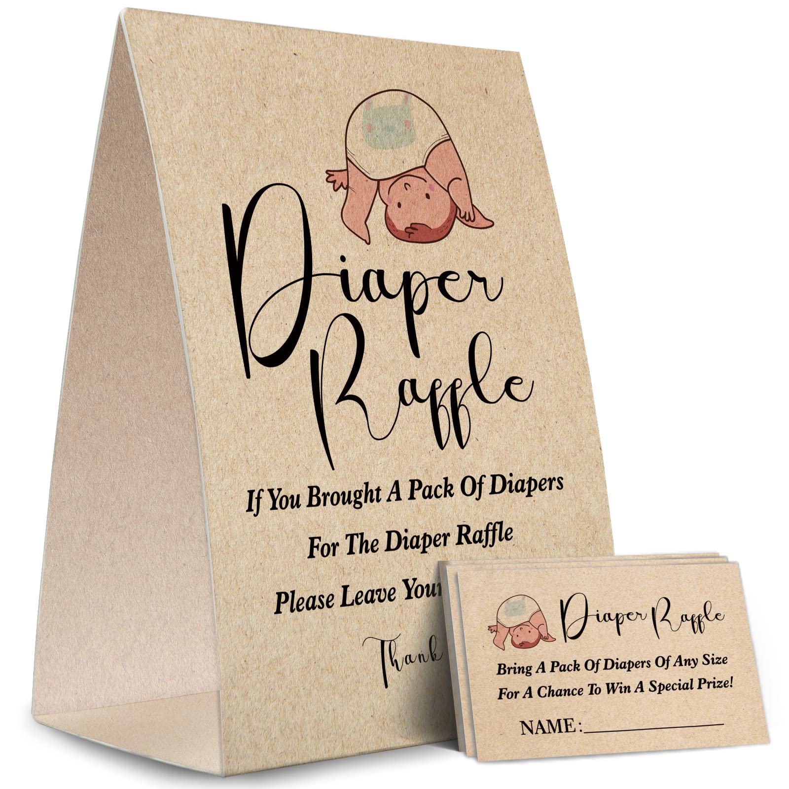Kraft Paper Diaper Raffle Sign Diaper Raffle Baby Shower Game ...