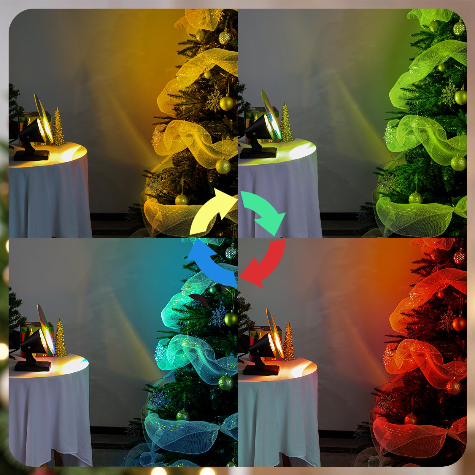 Rotating Color Wheel Christmas Tree Vintage Rotating Motorized Color