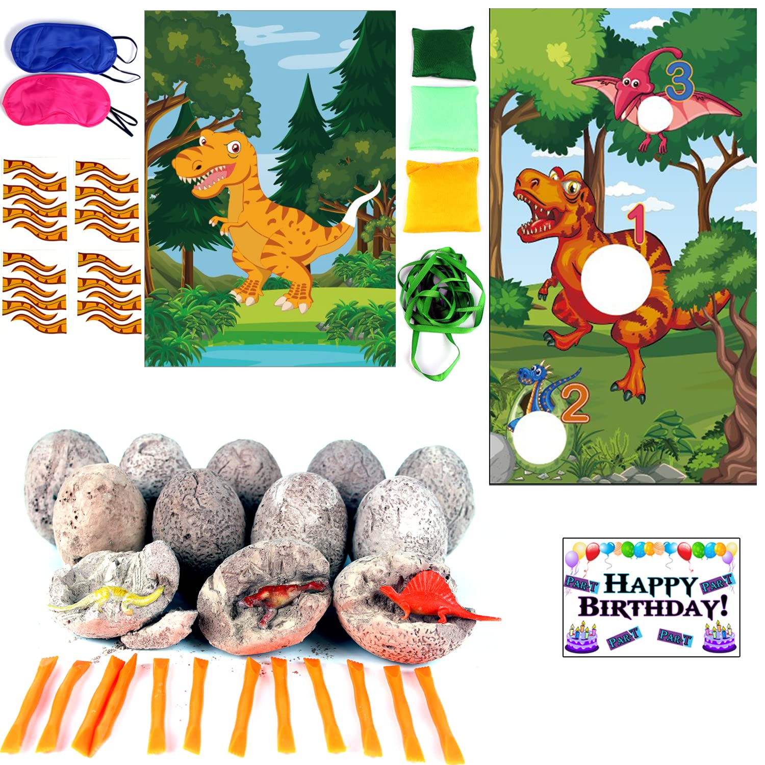 Buy Dinosaur Birthday Party Game Supplies Set - Includes 12 Dino ...