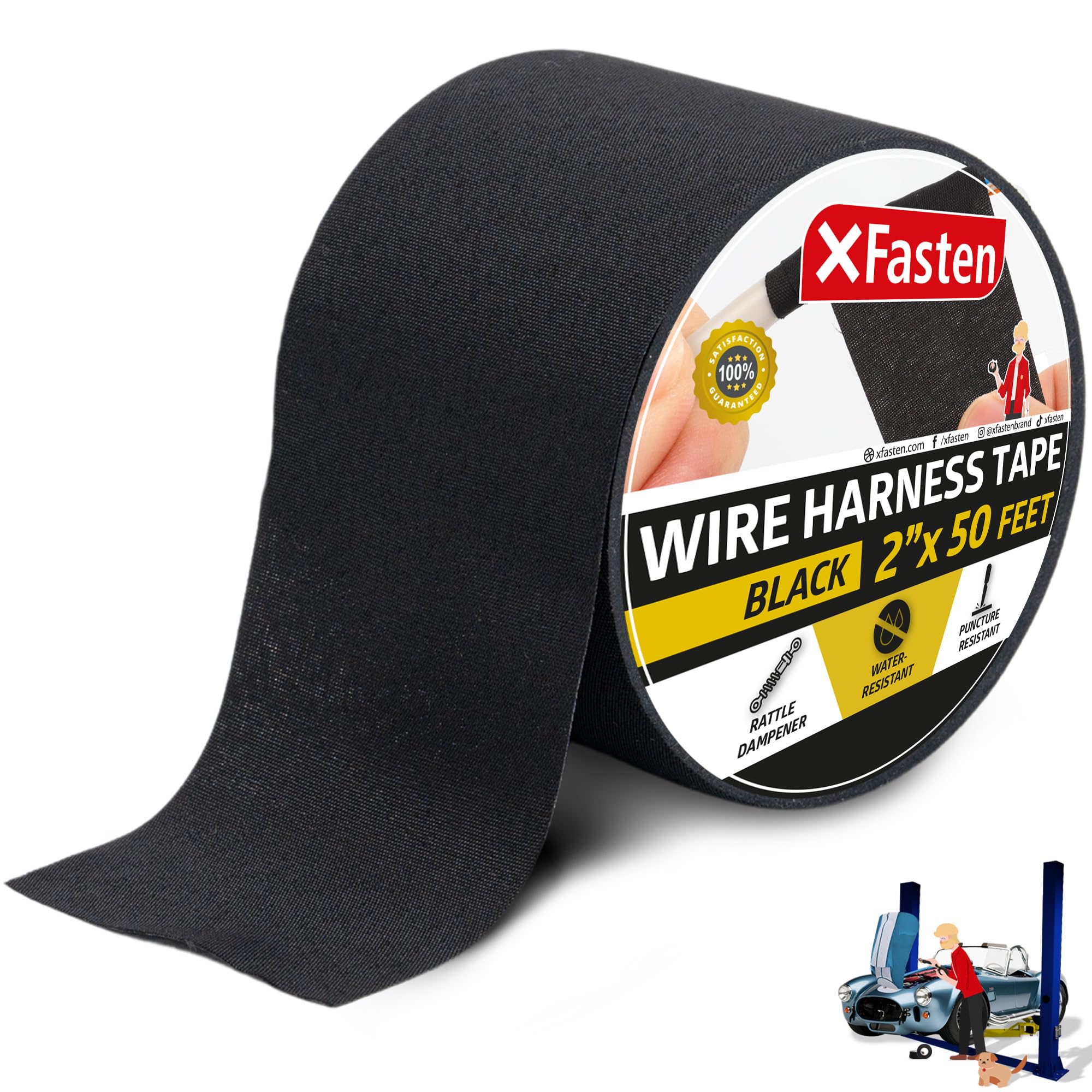 Snapklik.com : XFasten 2 Inch X 50 Feet High Heat Resistant Wire Loom Tape