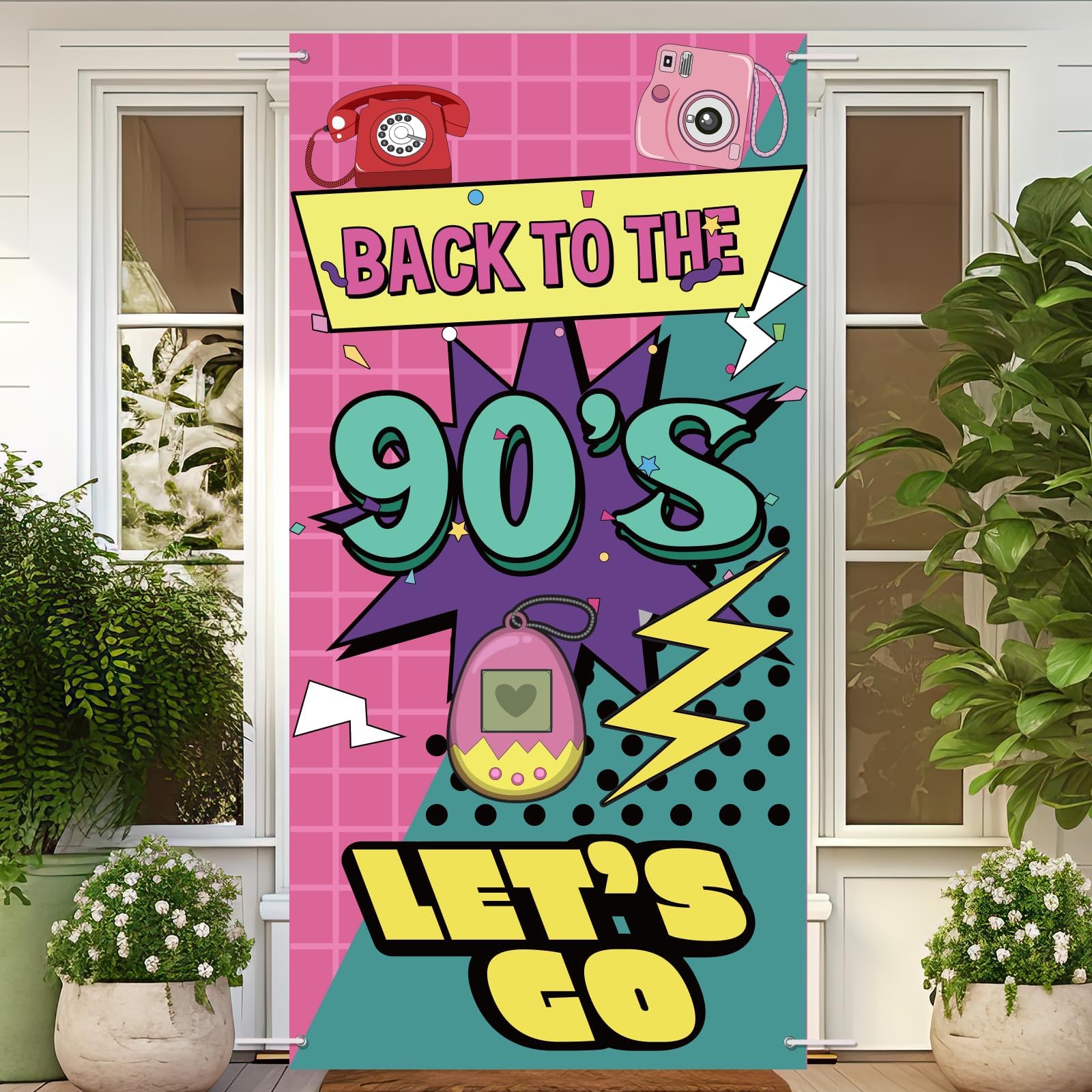 Amazon.com: Back to the 90's Door Banner | 90s Retro Party Decorations ...