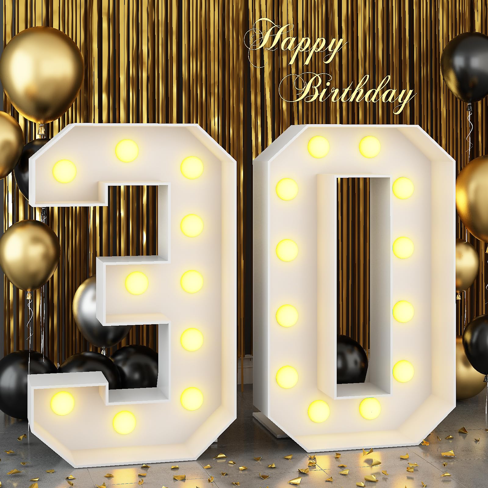 Number 30 Illuminated With Number 30 Luminous Number Frames For Mosaic