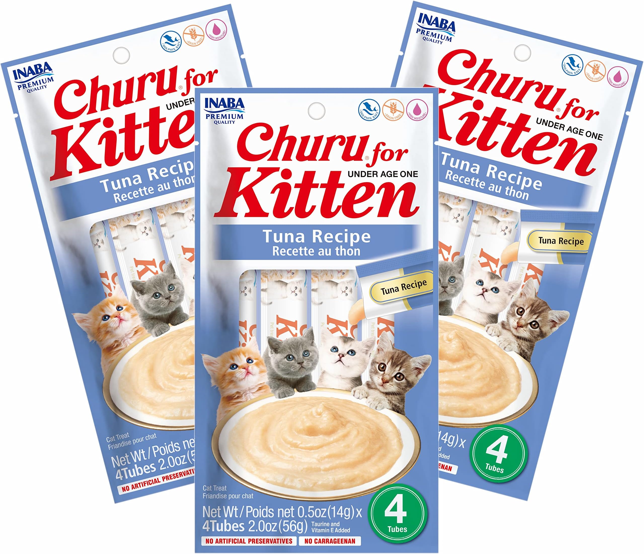 Amazon.com : INABA Churu for Kittens, Grain-Free Creamy, Purée Lickable ...