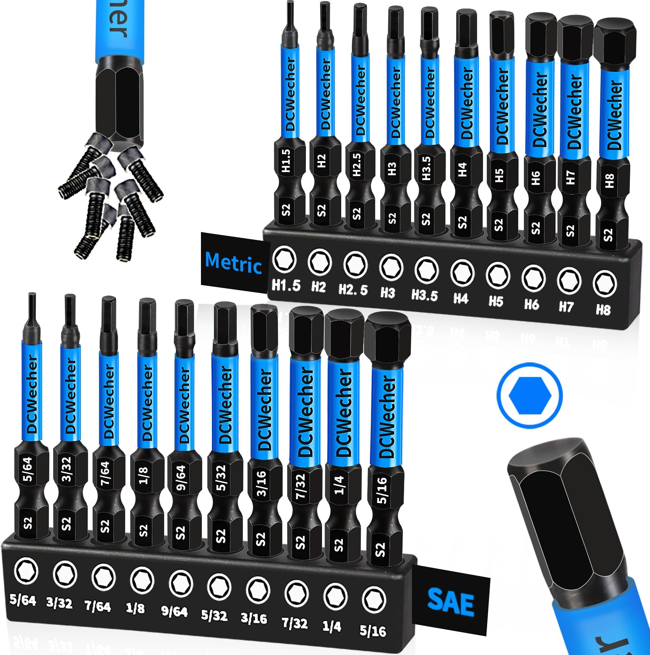 Bates Hex Head Allen Wrench Drill Bit Set, 25 Pcs, S2 Steel, Magnetic ...