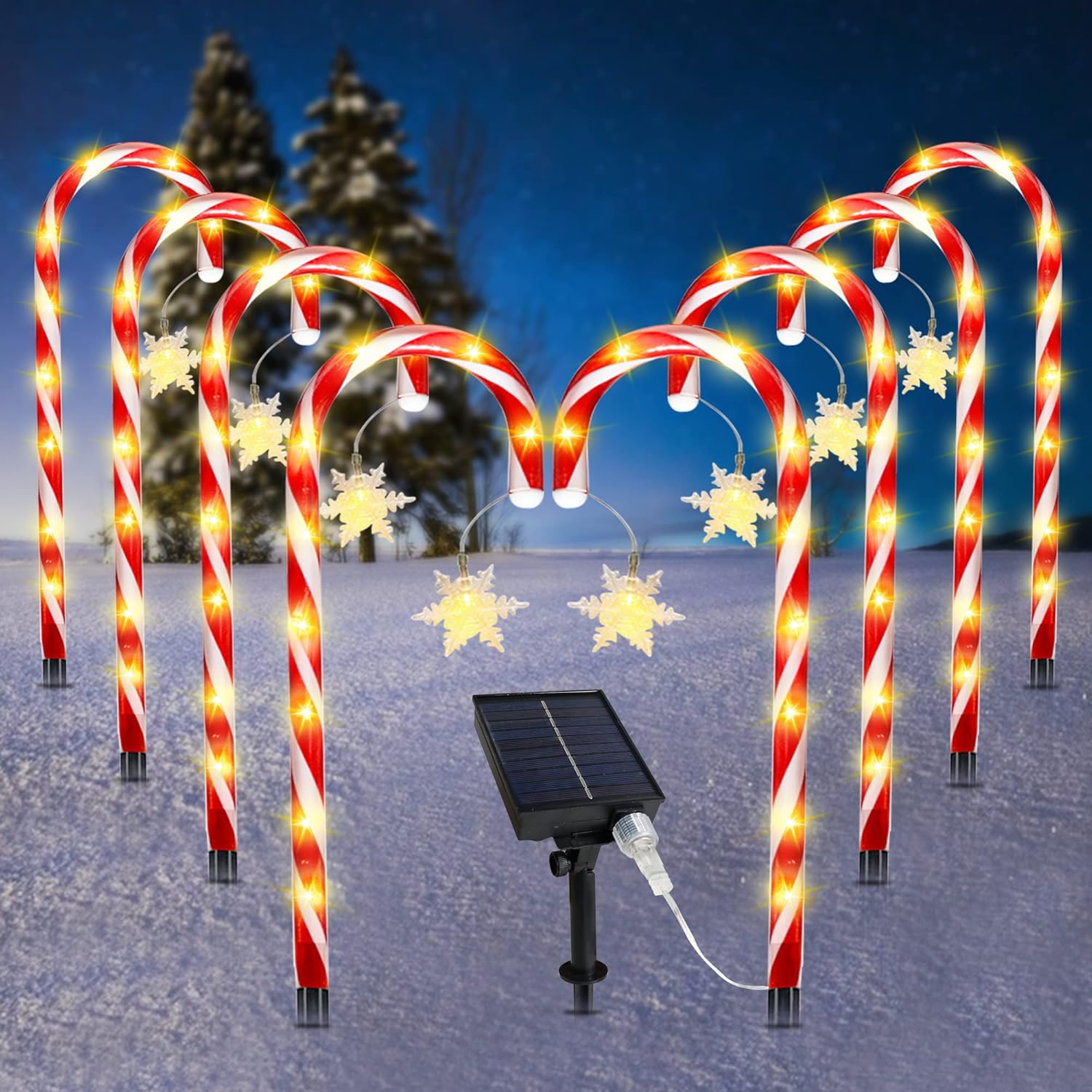 Amazon.com : YOUCI Christmas Solar Candy Cane Lights, 8 Pack 19'' Solar ...