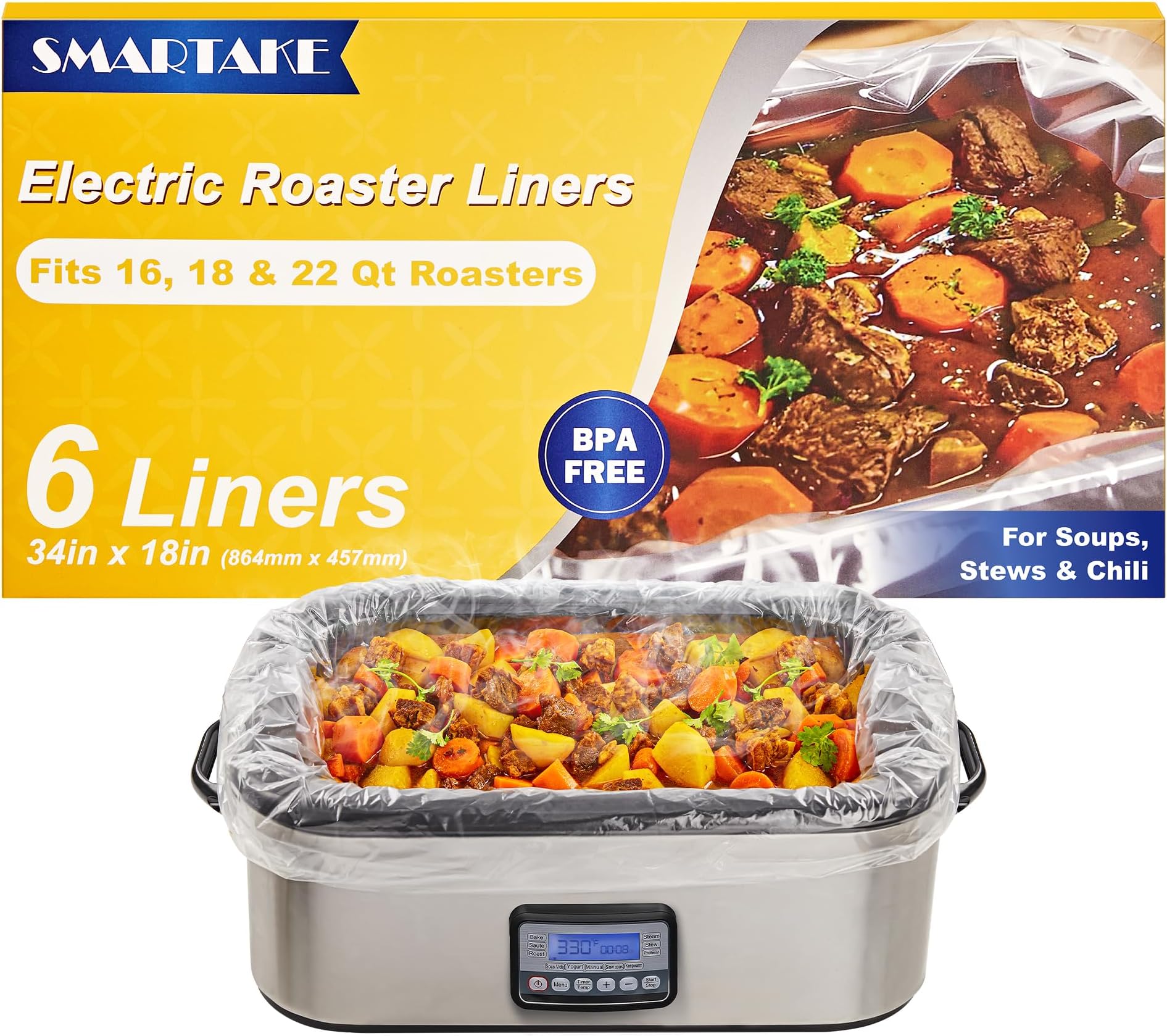 Amazon.com: PanSaver Electric Roaster Liners. Fits 16, 18, 22 Quart ...