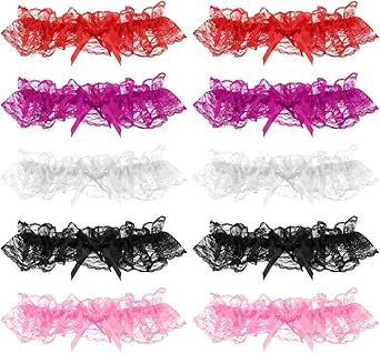 Amazon.com: Lace Garter with Cute Bowknot, Colorful Lace Wedding Garter ...