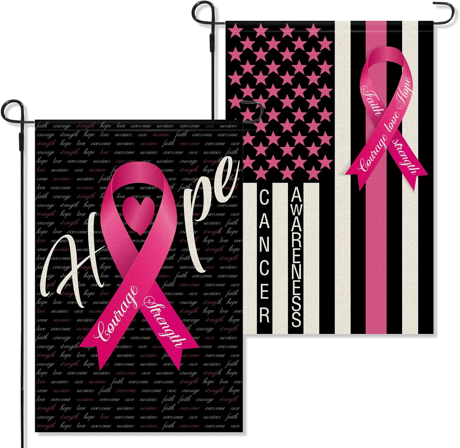 Amazon.com : 2 Pieces Breast Cancer Awareness Ribbon Garden Flag Pink ...