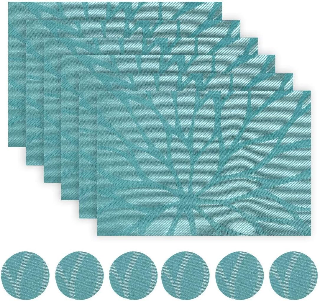 Set of 6 “Helena” table mats (turquoise) : Amazon.co.uk: Home & Kitchen