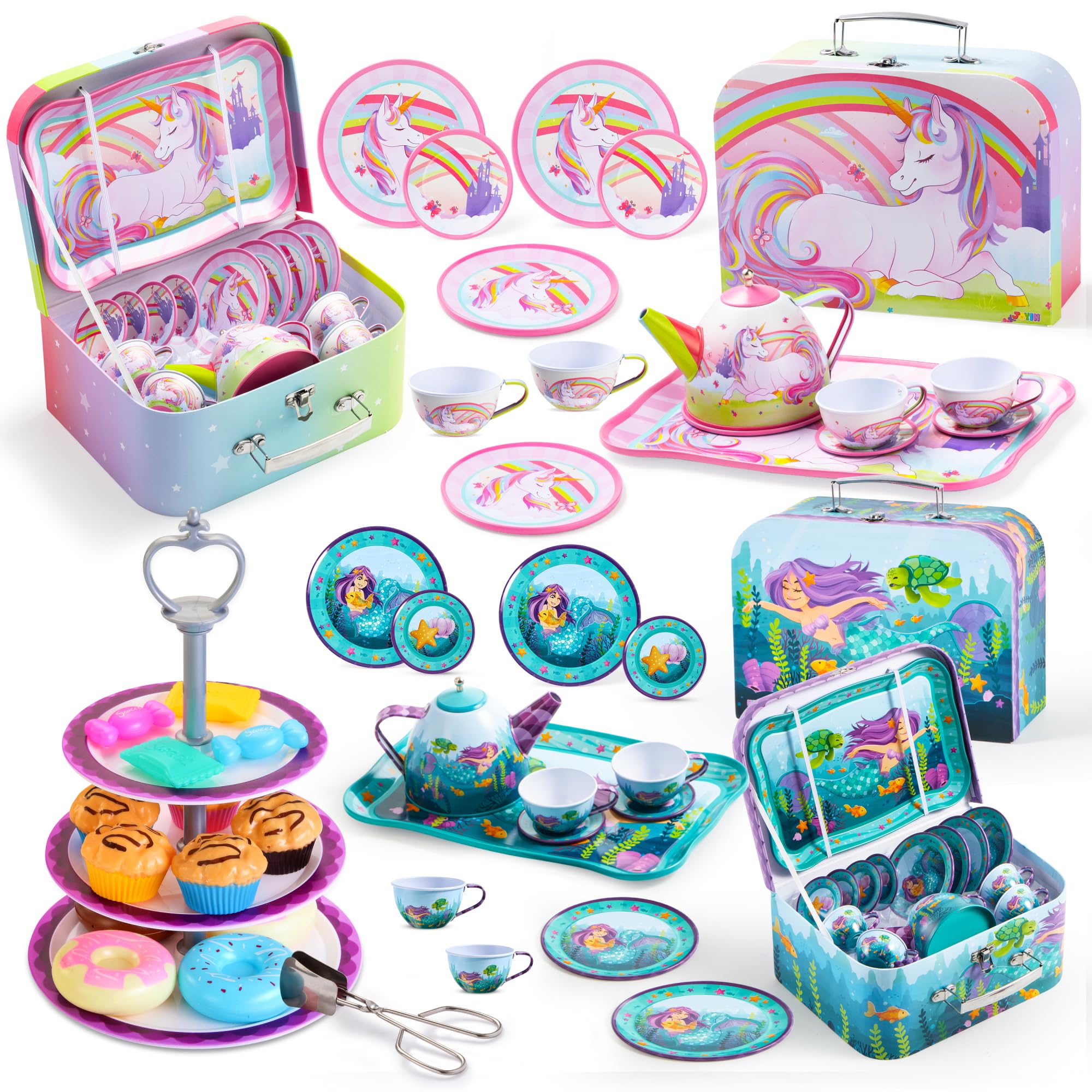 Amazon.com: JOYIN 15Pcs Unicorn Castle Tea Set for Toddlers, 35Pcs ...