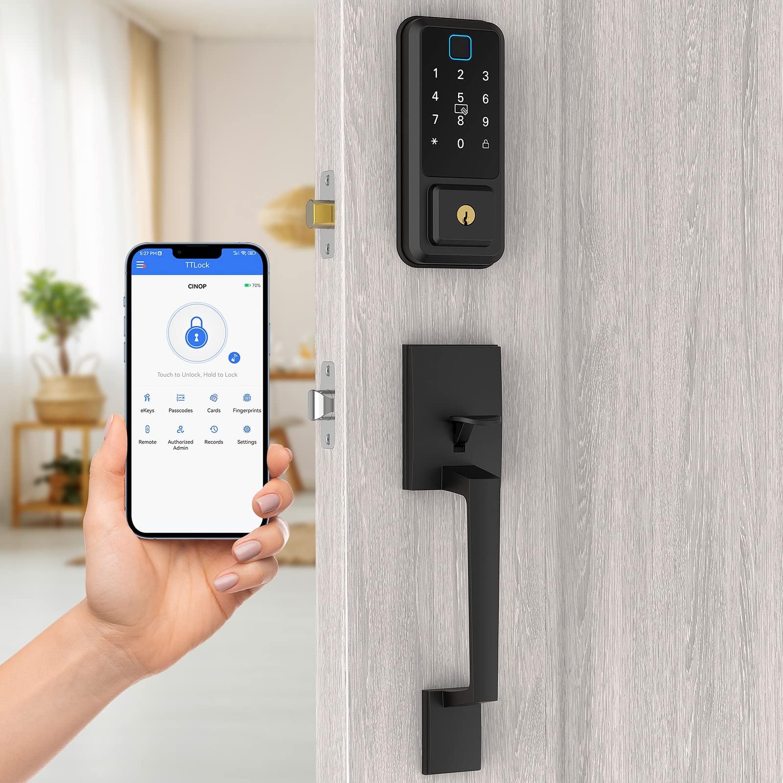 Smart Lock with Handleset, Miuedo Keyless Entry Door Lock, Smart Locks ...