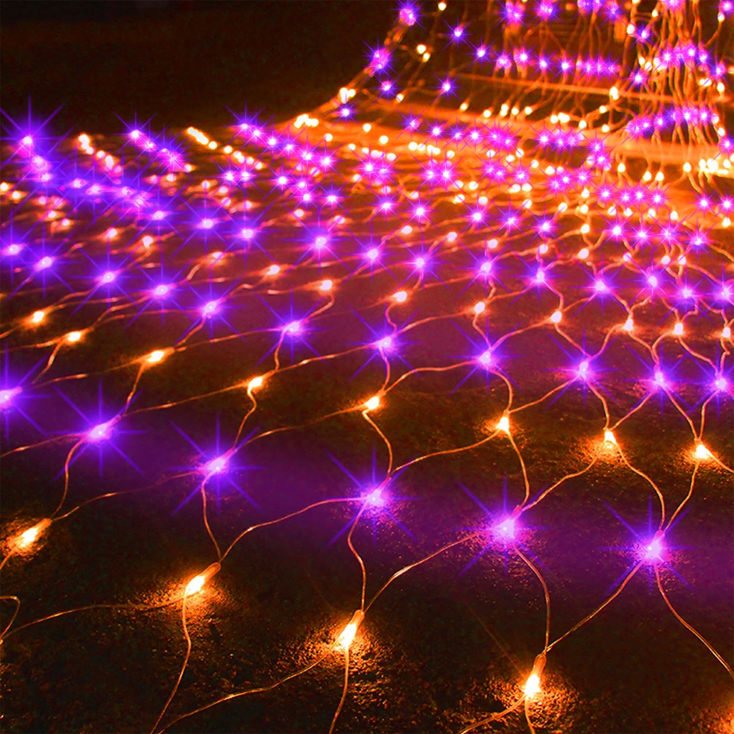 WATERGLIDE Outdoor Halloween Net Lights, 12FT x 5FT 360 LED Fairy ...