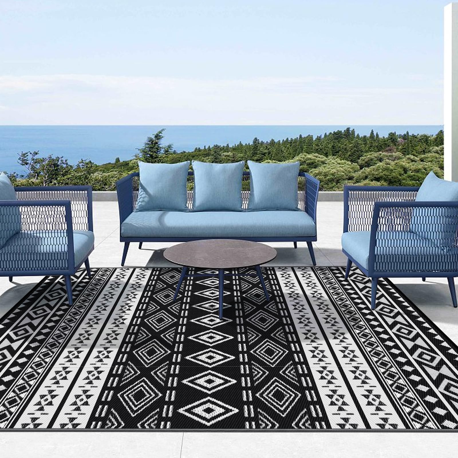 Amazon.com: GOTGELIF Outdoor Rug 9x12FT Boho Style, Reversible & Water ...