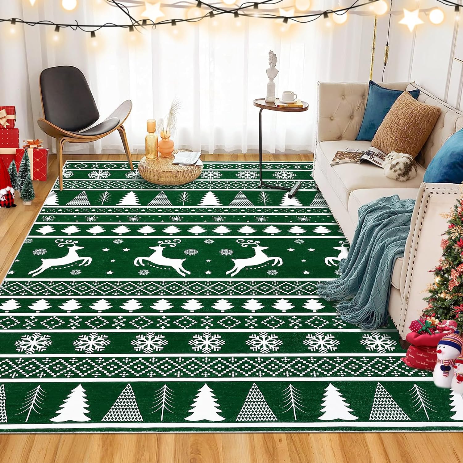 Amazon.com: RUGSREAL Christmas Area Rug 4x6 Winter Christmas Tree and ...