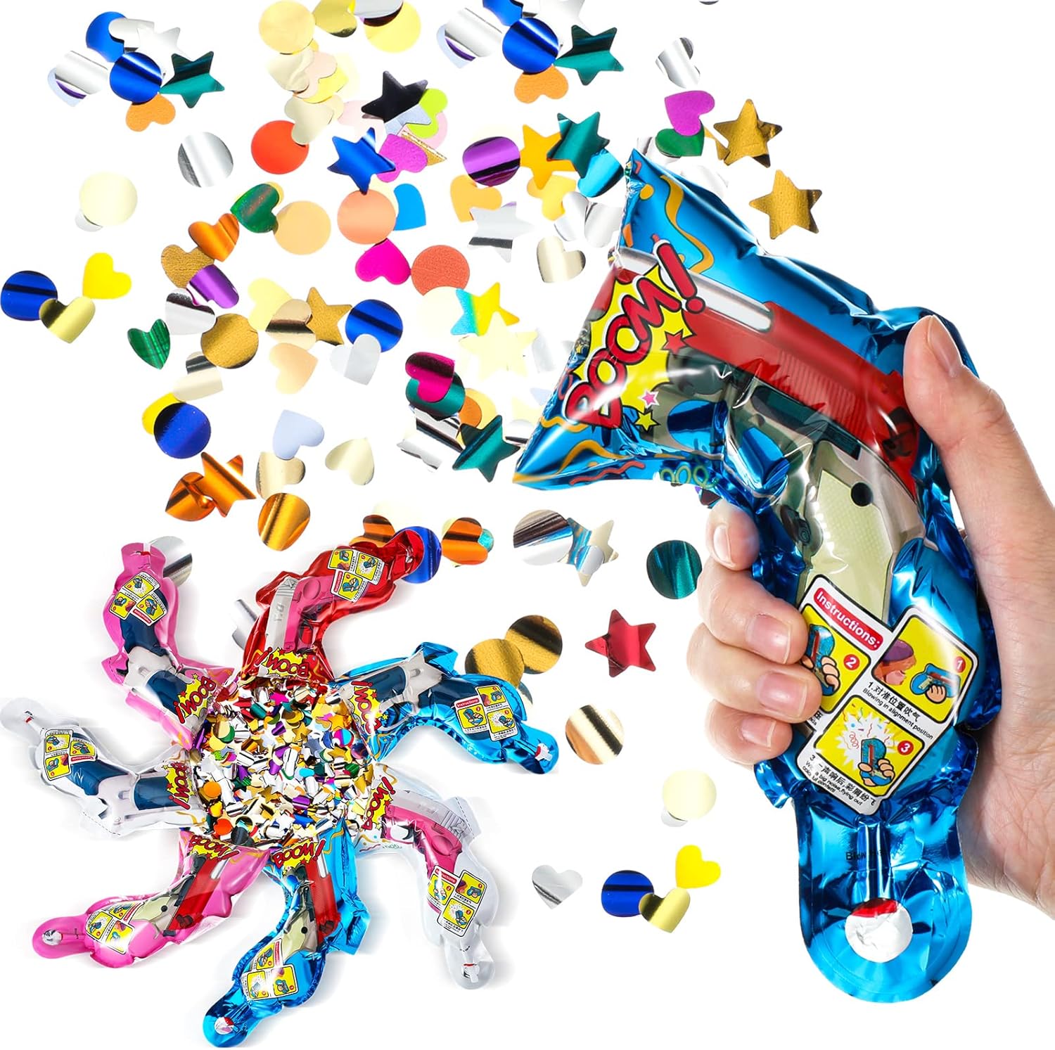 Amazon.com: 60 Pcs Fireworks Guns Confetti Inflatable Handheld Confetti ...