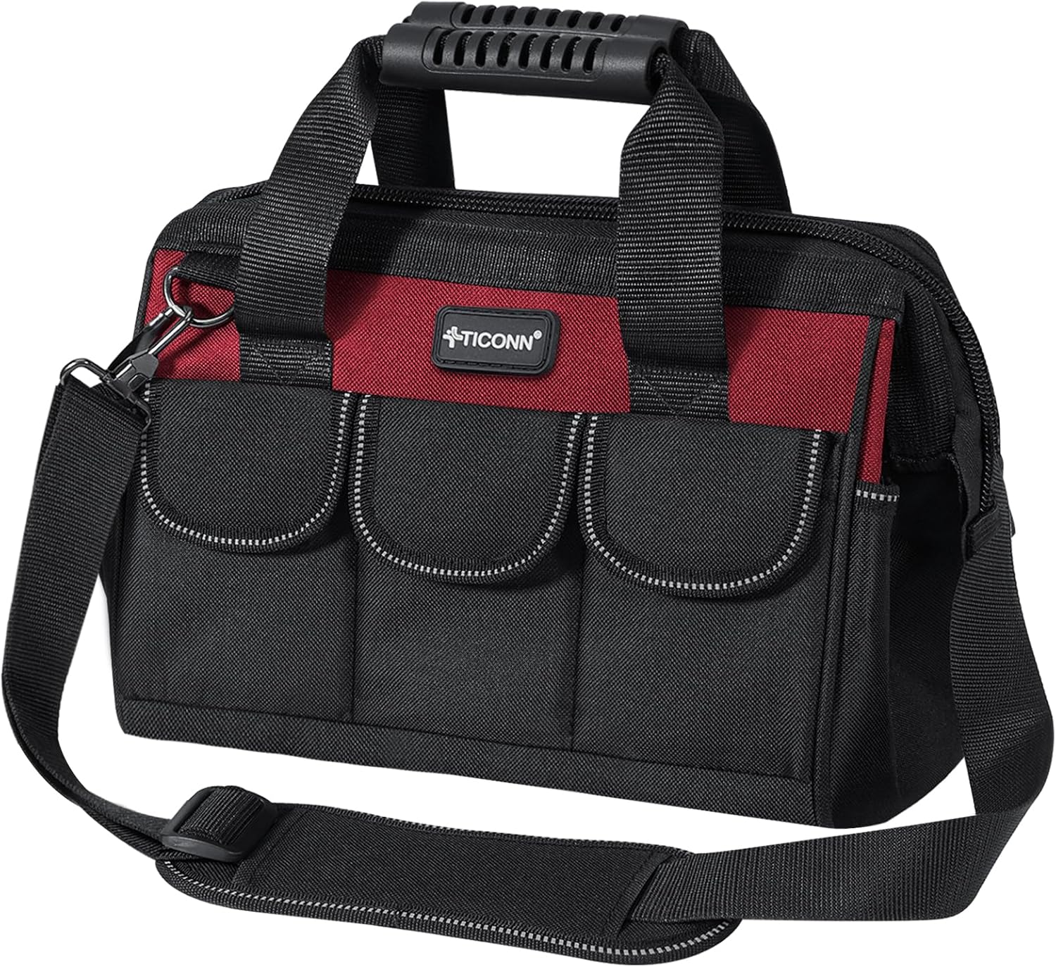 TICONN Tool Bag with Multi-Pockets Wide Mouth Tool Tote with Safety ...