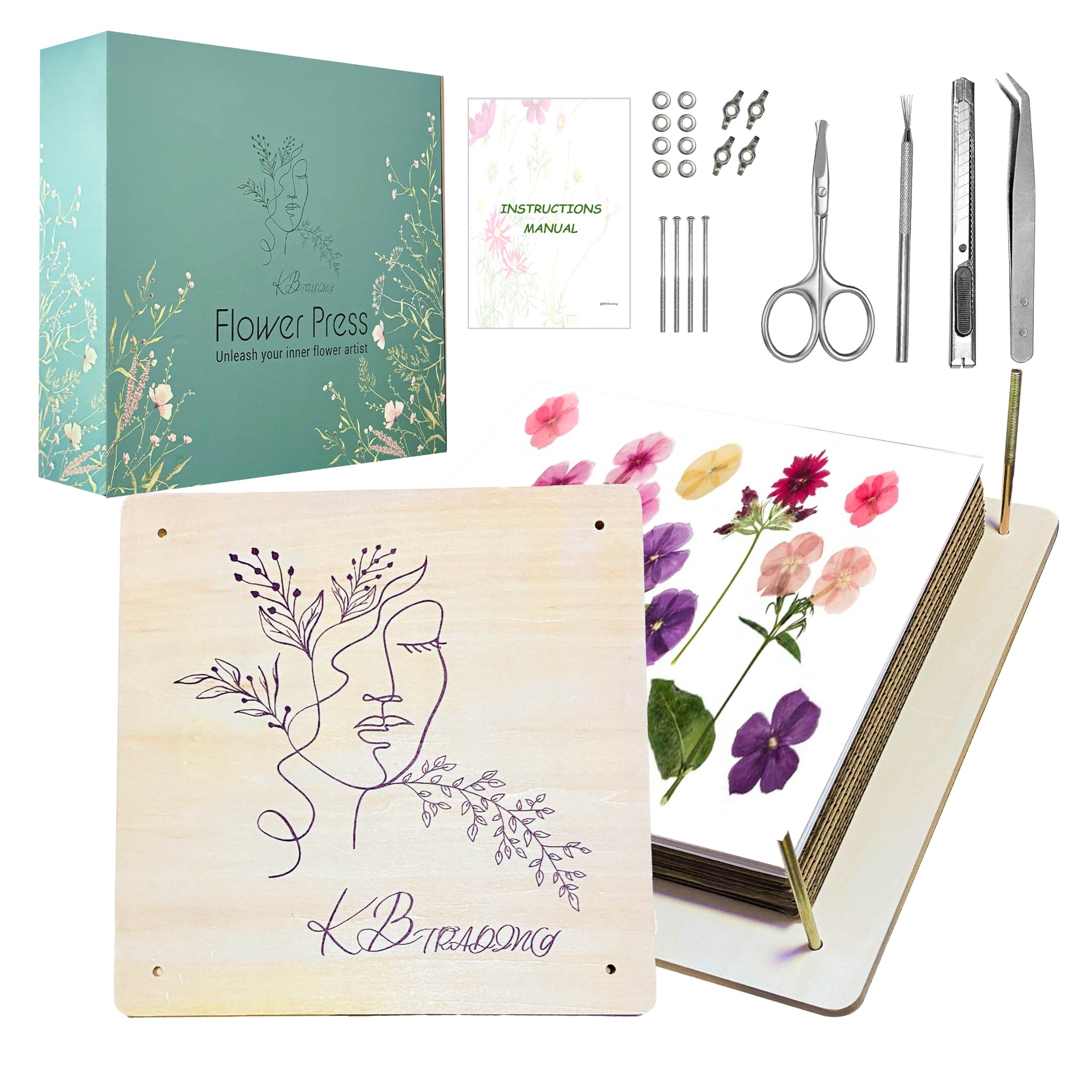 Amazon.com: KBTrading Large Wooden Flower Press 11x11 inch - 10 Layers ...