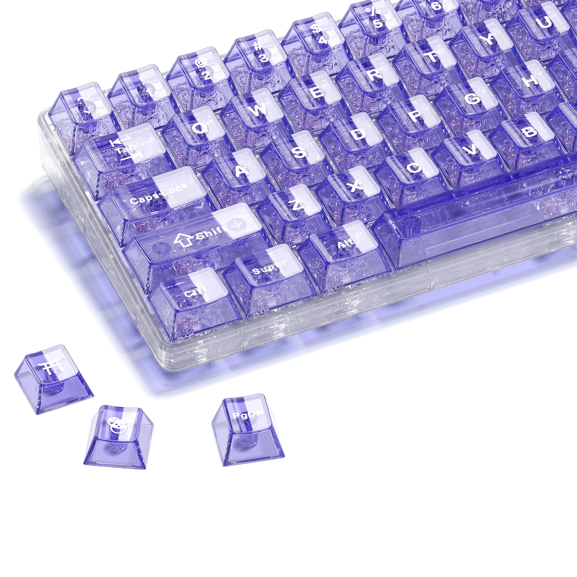 Amazon.com: HITIME XVX Clear keycaps,Purple Transparent Keycaps 75 ...