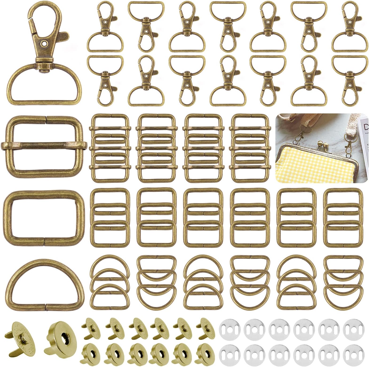 Amazon.com: Wokape 140Pcs Bronze 1 Inch / 25mm 5 Styles Purse Hardware ...