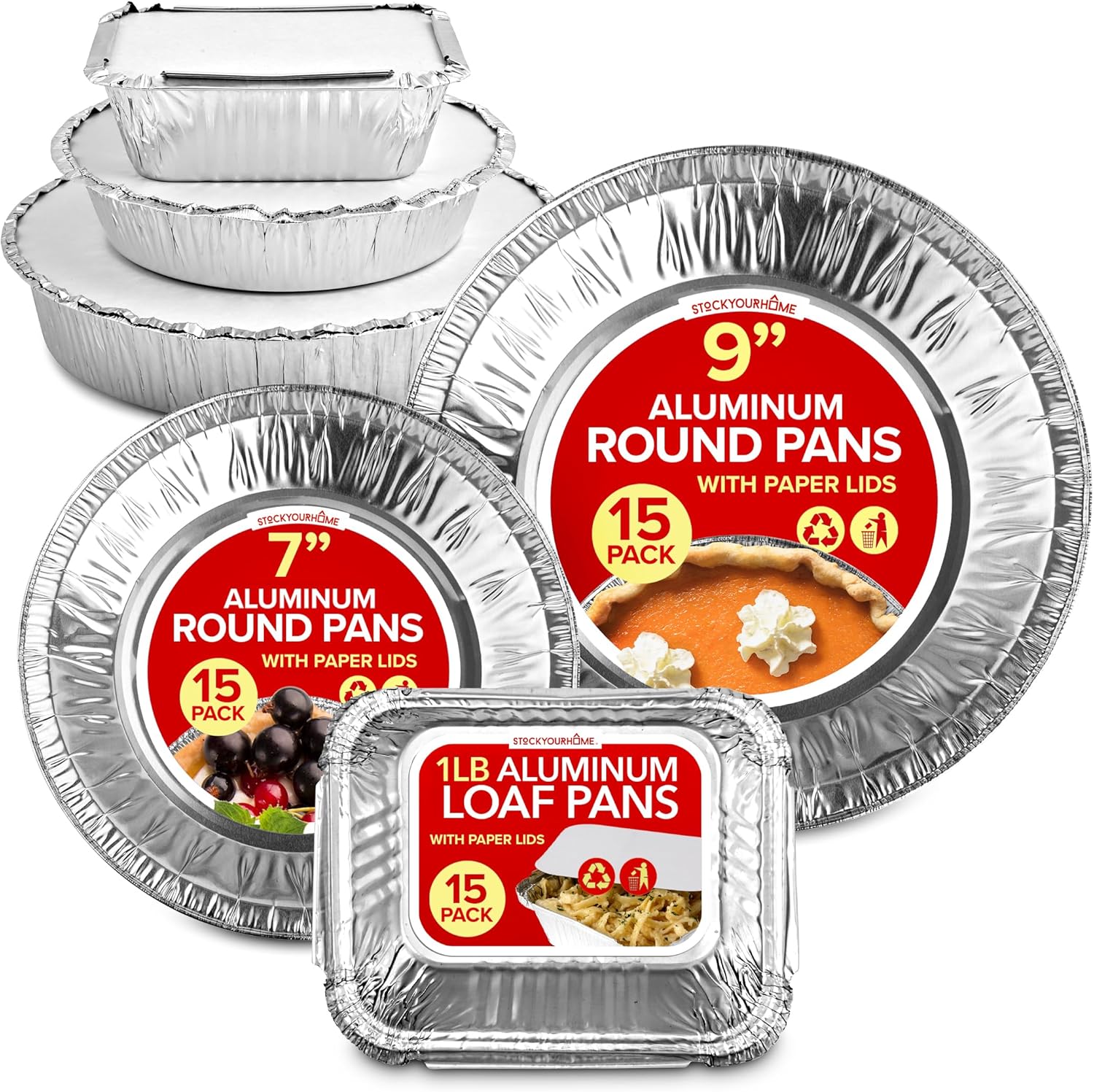 Amazon.com: Disposable Aluminum Foil Pans with Paper Lids Variety Pack ...