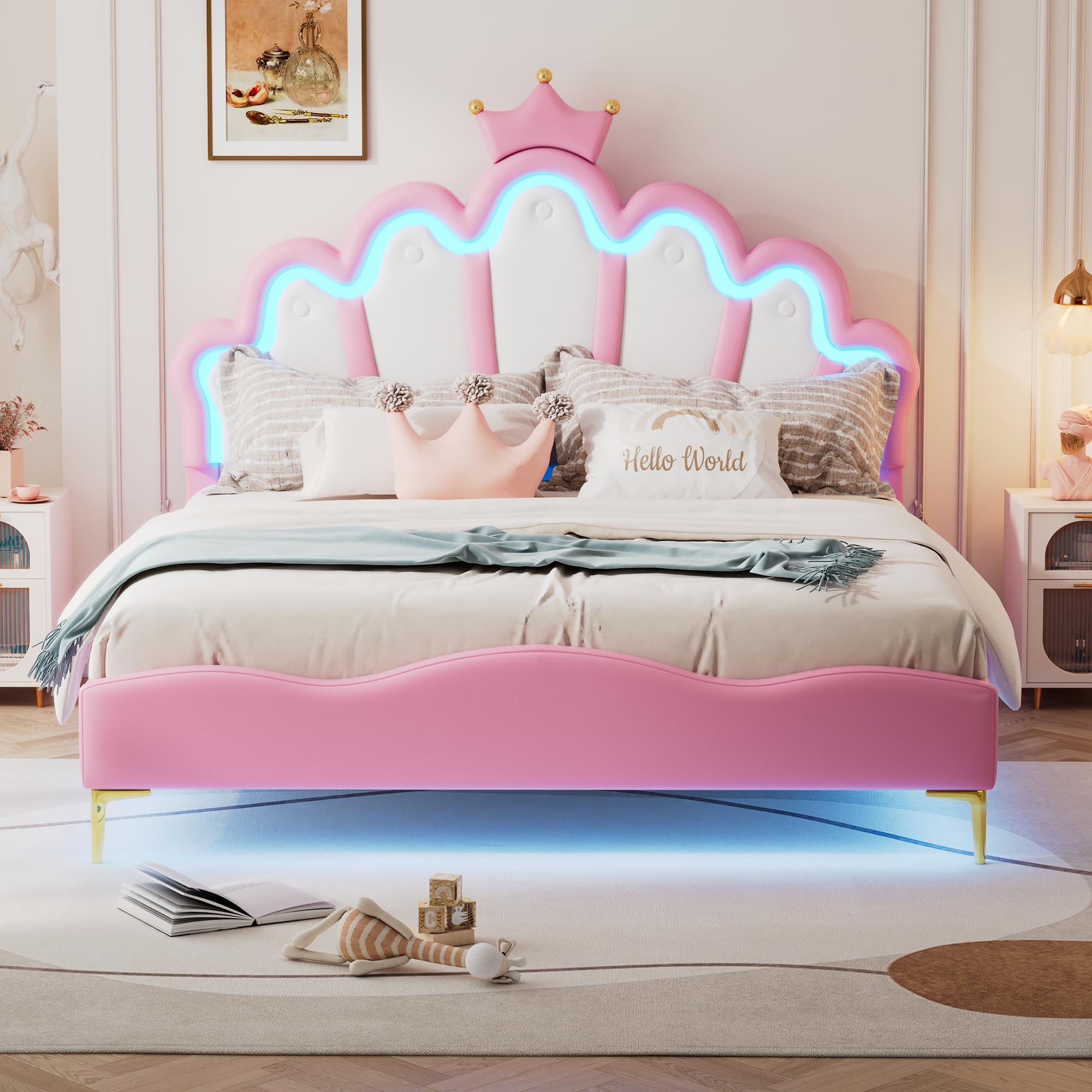 Cama Doble Tapizada Diva Rosa Dormitorio Matrimonio Modelo New Couple