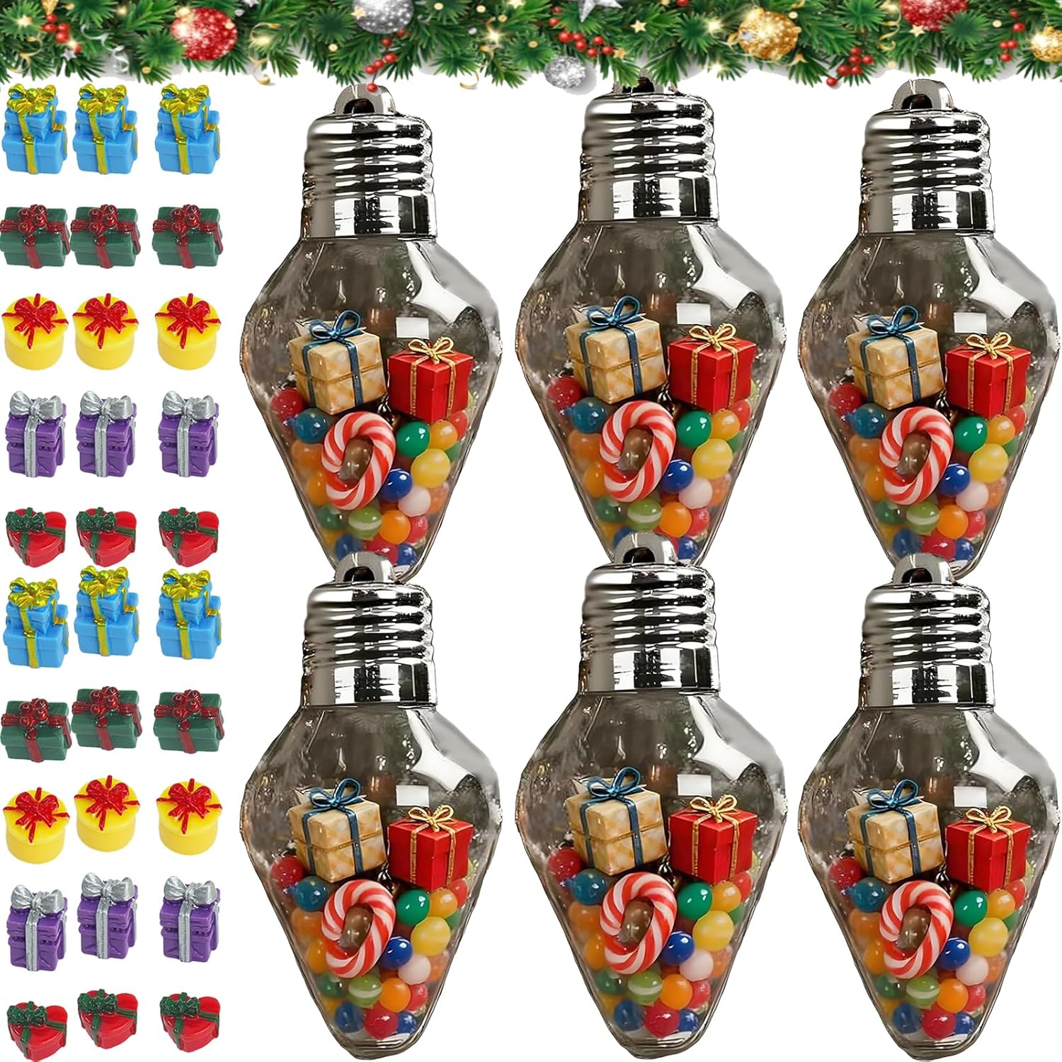 Amazon.com: Christmas Bulb Gift Jar, Large Clear Fillable Light Bulb ...