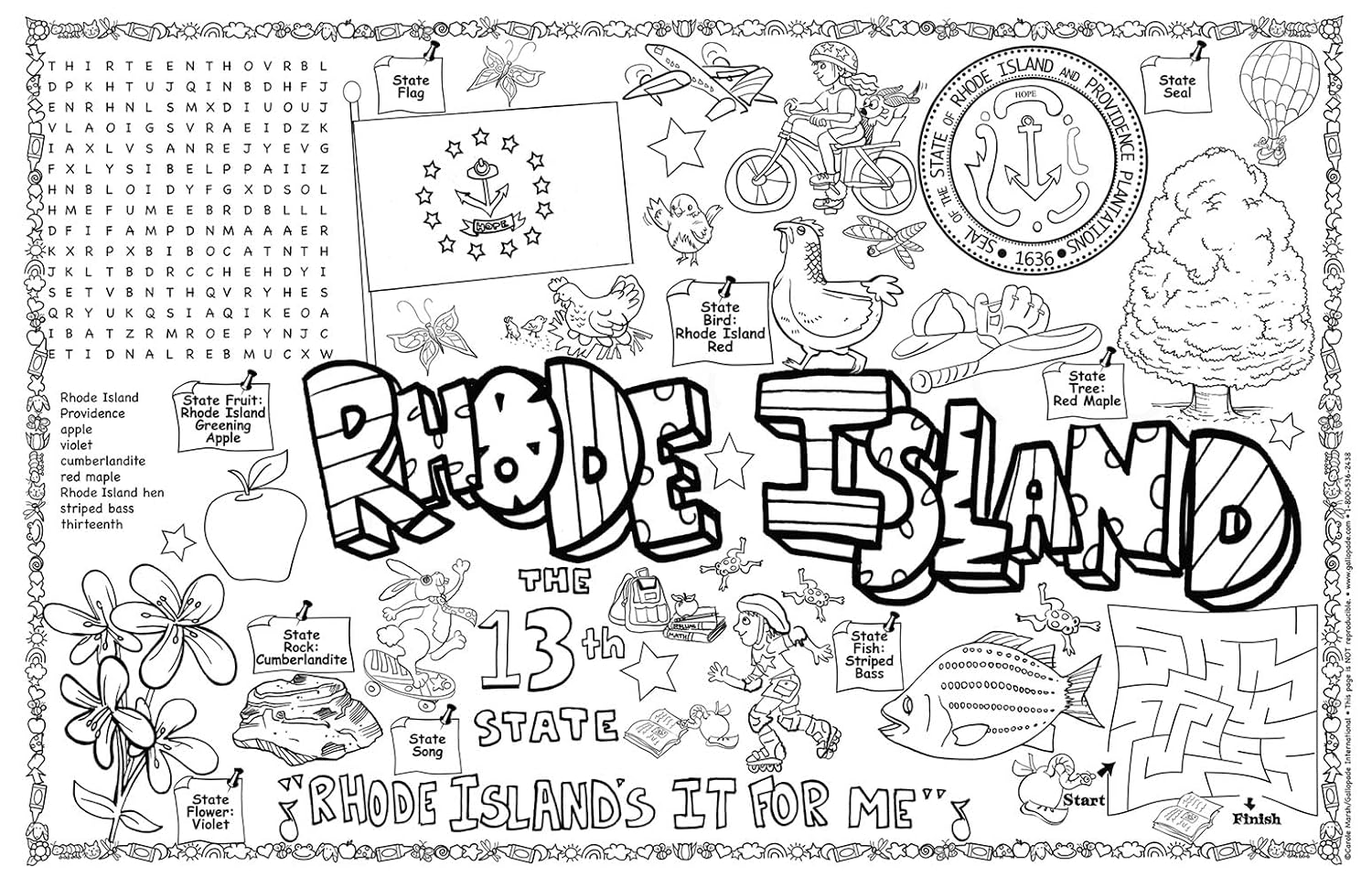 Rhode Island Symbols & Facts Funsheet - Pack of 30 (Rhode Island ...