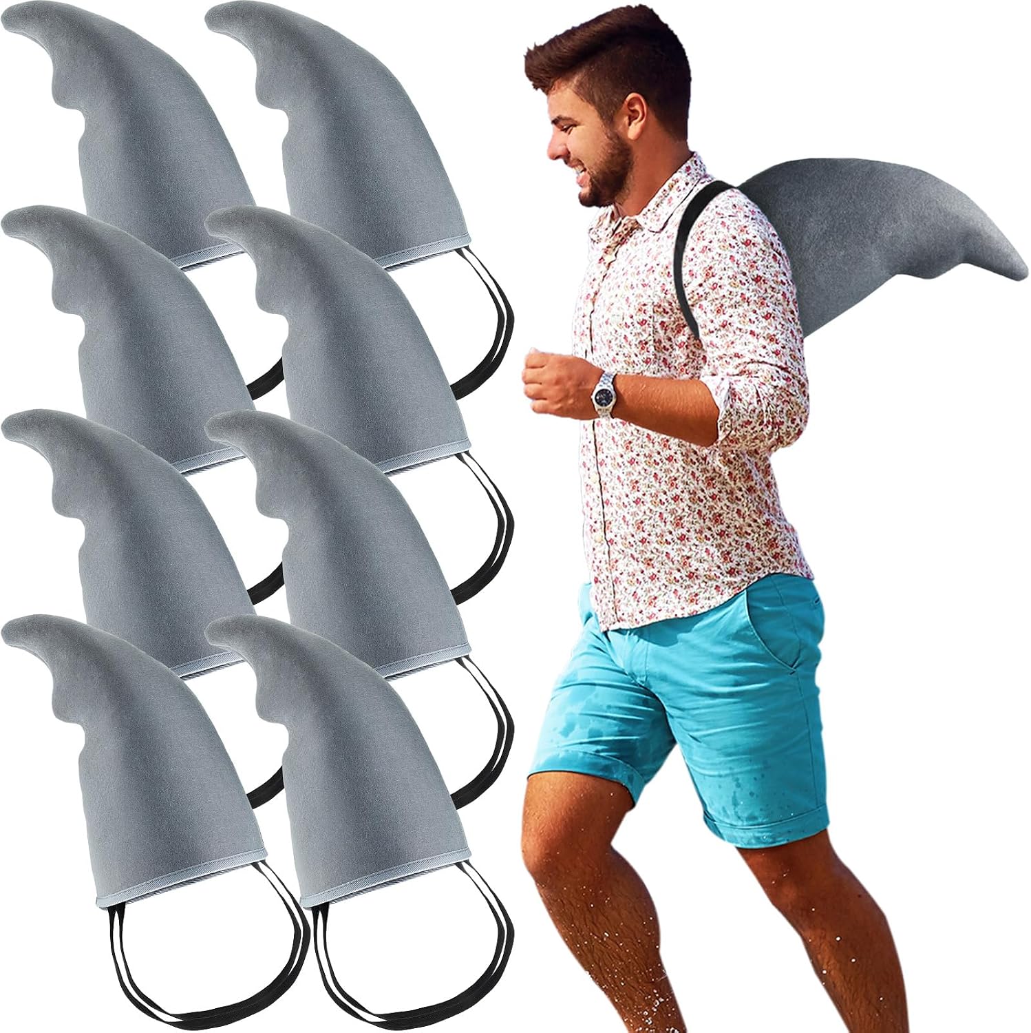 Aoriher 8 Packs Halloween Shark Fin Costume, Shark Fin Accessory Easy ...