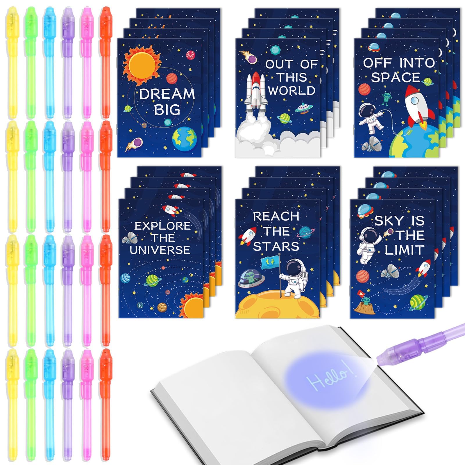 Amazon.com: ZOIIWA 48Pcs Invisible Ink Pens with Space Book Notepads ...