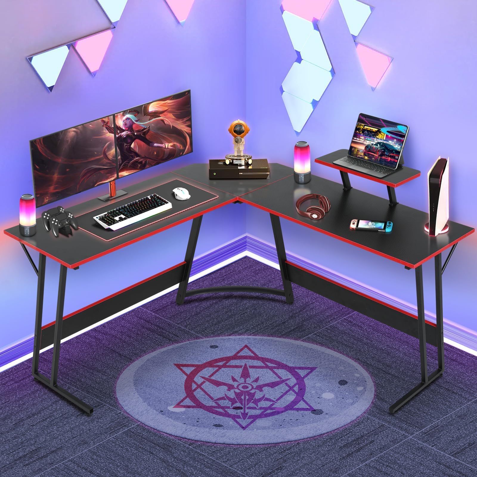 Amazon.com: NiamVelo L Shaped Gaming Desk with Large Desktop & Storage ...