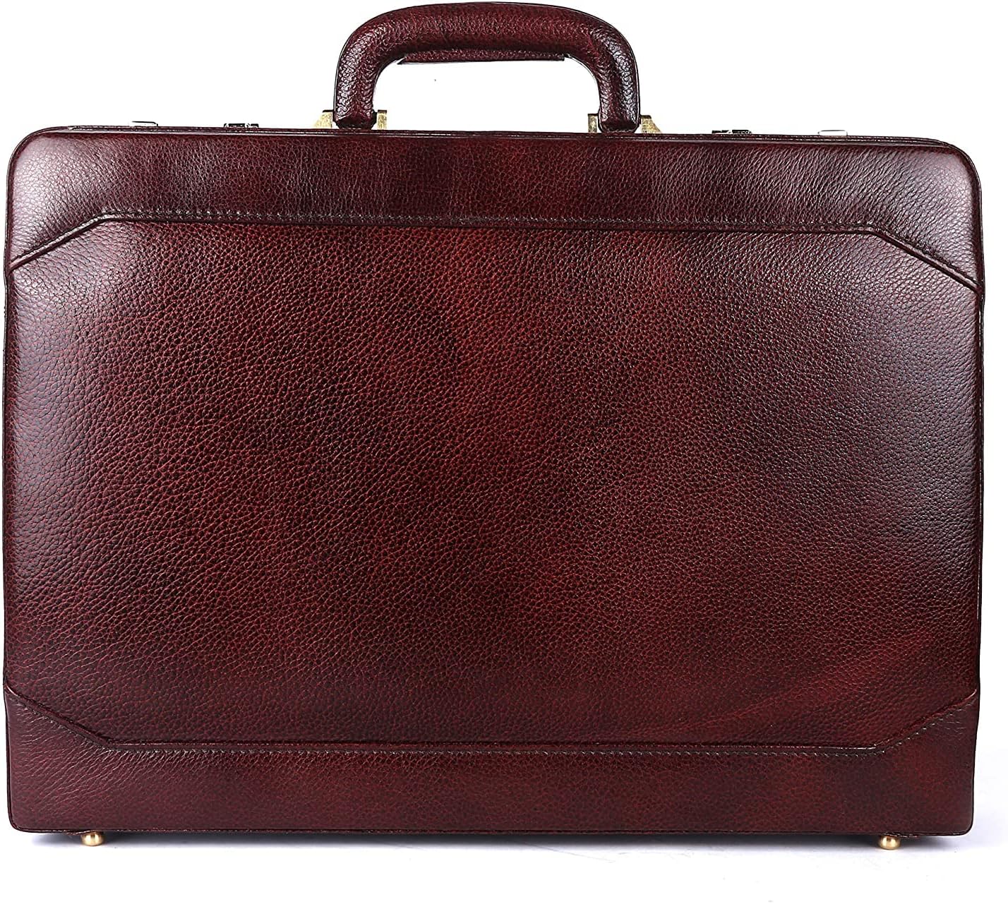 Amazon.com: Genuine Leather Brown Briefcase Bag with Combination Twist ...