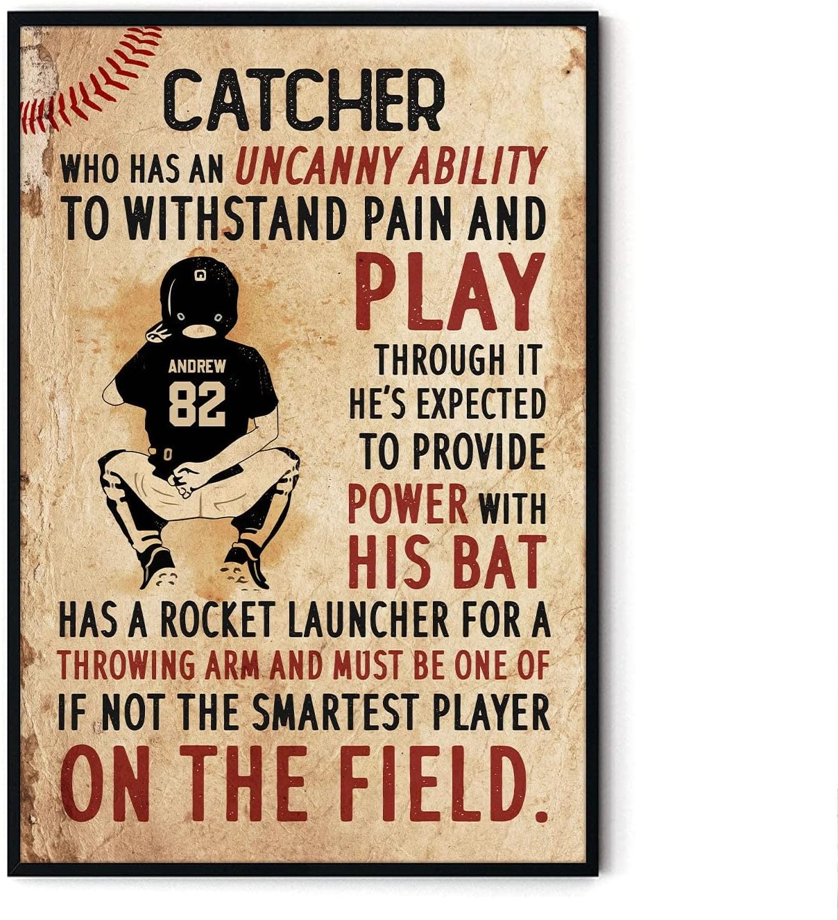 Amazon.com: Livern A Good Catcher Baseball Personalized Vertical Poster ...