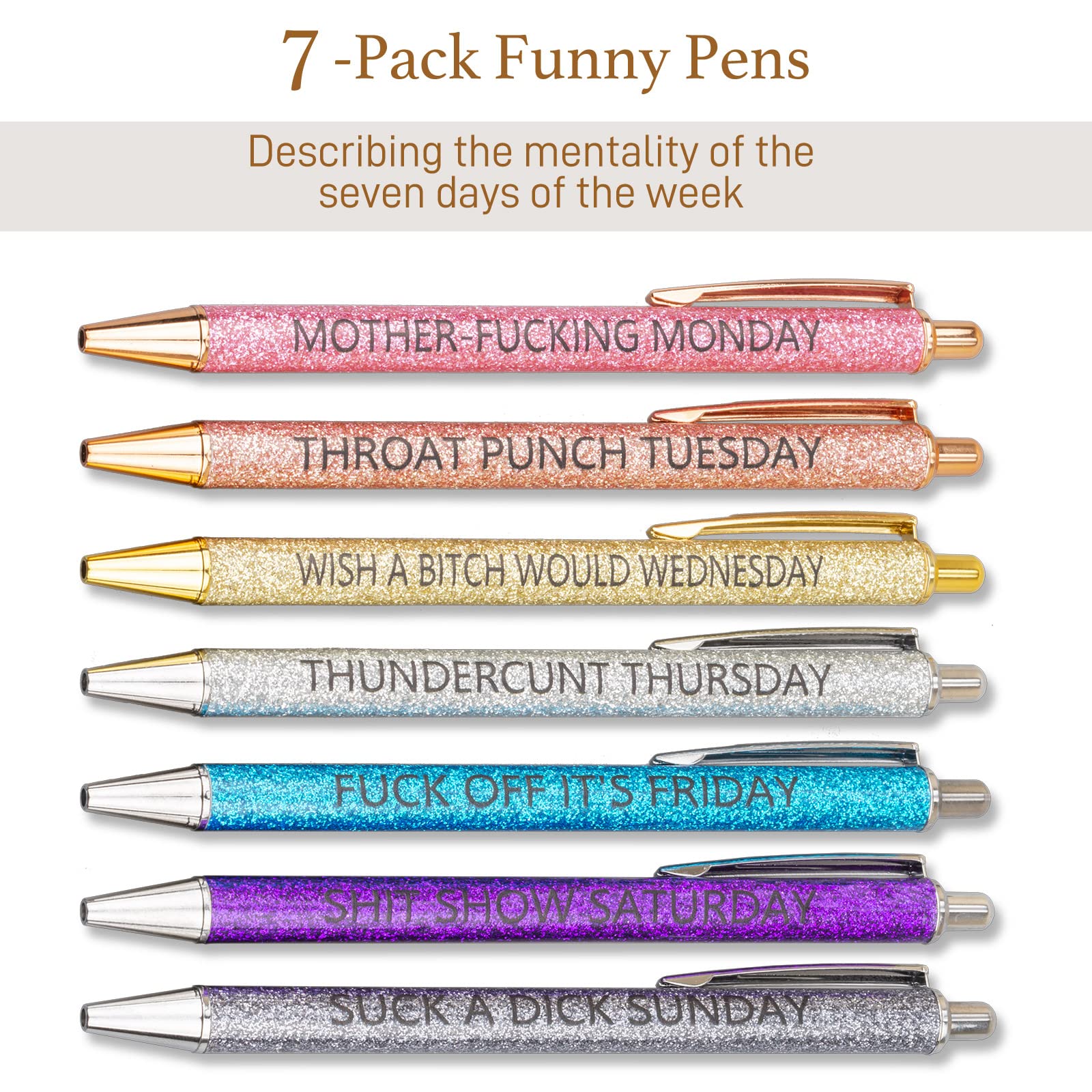 Snapklik.com : TERPINK 7-Pack Swear Word Daily Funny Pens, Funny Seven ...
